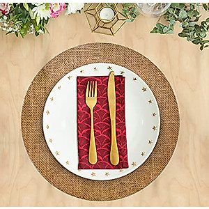 Gift Boutique 24 Disposable Burlap Round Charger Plates 13" Rustic Burlap Print Dinner Serving Tray Paper Cardboard Platter for Table Place Setting Wedding Decoration