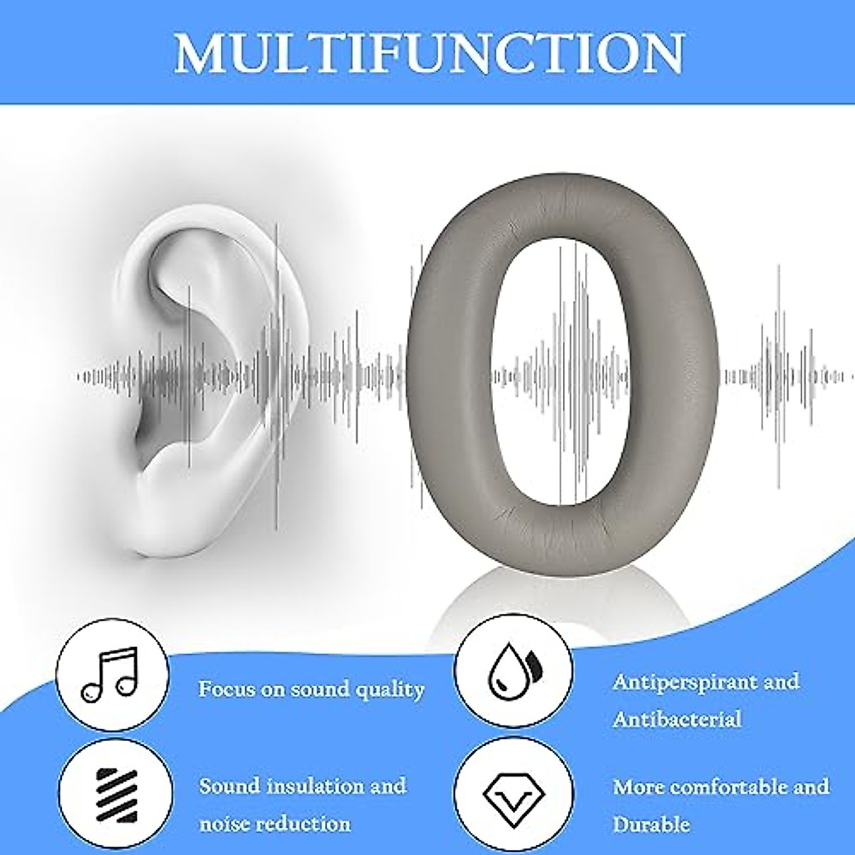 Adhiper Earpad Replacement WH-1000XM2 Earmuffs Ear Pads and Repair Part is Compatible for Sony WH1000XM2 MDR-1000X Headphones (Champagne Gold)