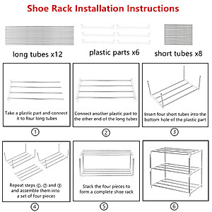 Jucaifu Stackable Small Shoe Rack, Entryway, Hallway and Closet Space Saving Storage and Organization (3-Tier, White)