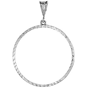 Sterling Silver Dollar Bezel 38 mm Coins Prong Back Diamond Cut Mexican Olympic One Dollar Coin NOT Included