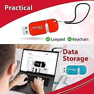 Gigastone V10 16GB 5-Pack USB 2.0 Flash Drive Thumb Drive Memory Stick Pen Drive Capless Retractable Design (Multi Color)
