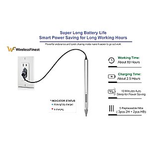4096 Pressure Stylus Pen for Microsoft Surface Pro 9/8/7/6/5/4/3/X Surface Laptop Book Studio Surface 3/Go3/Go2/Go Pen Protocol, Magnetic Hold, Erase Copy Paste+Tilt&Palm Rejection Function (Silver)