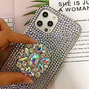 Max-ABC Compatible with Samsung Galaxy Note 10 Plus Glitter Case,3D Diamond Crystal Rhinestone Women Girls Rainbow Shiny Sparkle Bling Glitter Protective Phone Case Cover with Kickstand