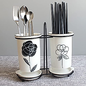 Zerodeko 1pc Cup Forks Flower Chopstick Double Silverware Holder Drainer Basket Dish Metal Drying for Storage Cutlery Crock Chopsticks Draining Kitchenware Practical Utensil