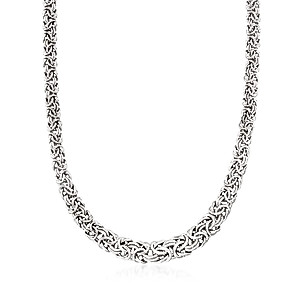 Ross-Simons Italian Sterling Silver Graduated Byzantine Necklace. 18 inches