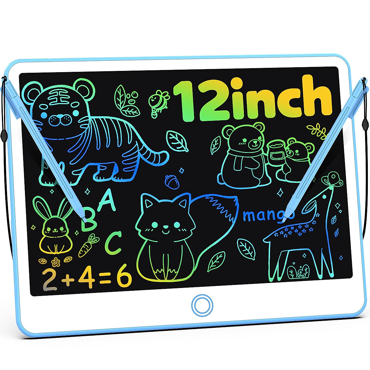 LCD Writing Tablet for Kids, 12 Inch Erasable Doodle Board Colorful Toddler Drawing Pad Mess Free Coloring Board Games Toys Gifts for Toddlers Boys Girls Adults (Macaron Blue/Green/Pink, 12 INCH)