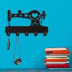 The Geeky Days Mini Sewing Machine Shape Design Creative Home Decor Wall Art Clothes Coat Robe Hooks Bedroom Bathroom Door Towel Hooks Decor for Sewing Lover Gift