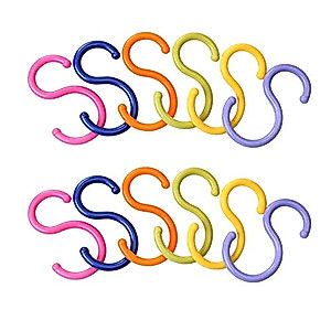 12pcs(2 Packs) S Shaped Colorded Plastic Hanging Hooks,Shirt/Towel/Dress/Clothes Hanger Hook Home Kitchen Accessories (12)