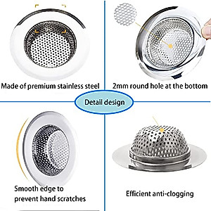 YouOKLight Kitchen Sink Strainer, Sink Strainer, Kitchen Sink Drain, Stainless Steel Sink Strainer Basket, Large Wide Rim 4.4" Diameter for Home, Kitchen, Bathroom and Other Drains. Pack of 2