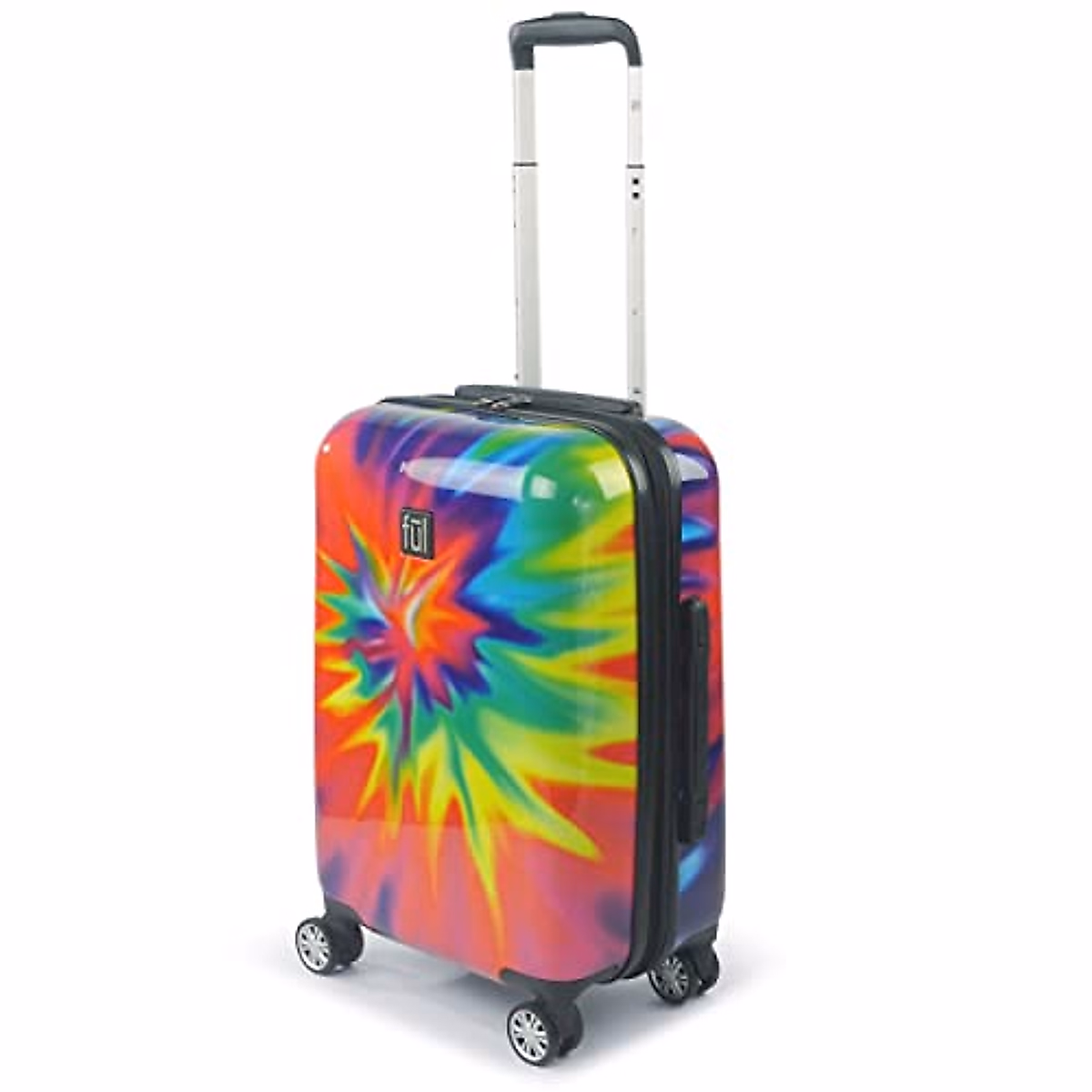 FUL Tie-Dye Swirl Carry-On Rolling Suitcase, Hardside Travel Luggage with Spinner Wheels, 22 Inches, Rainbow