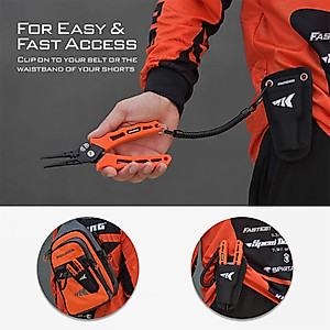 KastKing Cutthroat 7 inch Fishing Pliers, 420 Stainless Steel Fishing Tools, Saltwater Resistant Fishing Gear, Tungsten Carbide Cutters, 7'' Split Ring Nose, Orange