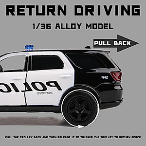 COOLPUR 1/36 Scale Durang Car Model Off-Road Diecast Toy Vehicle Zinc Alloy Metal Pull Back Powered Vehicles Mode for Kids,Adult,Boyfriend Gift(Police)