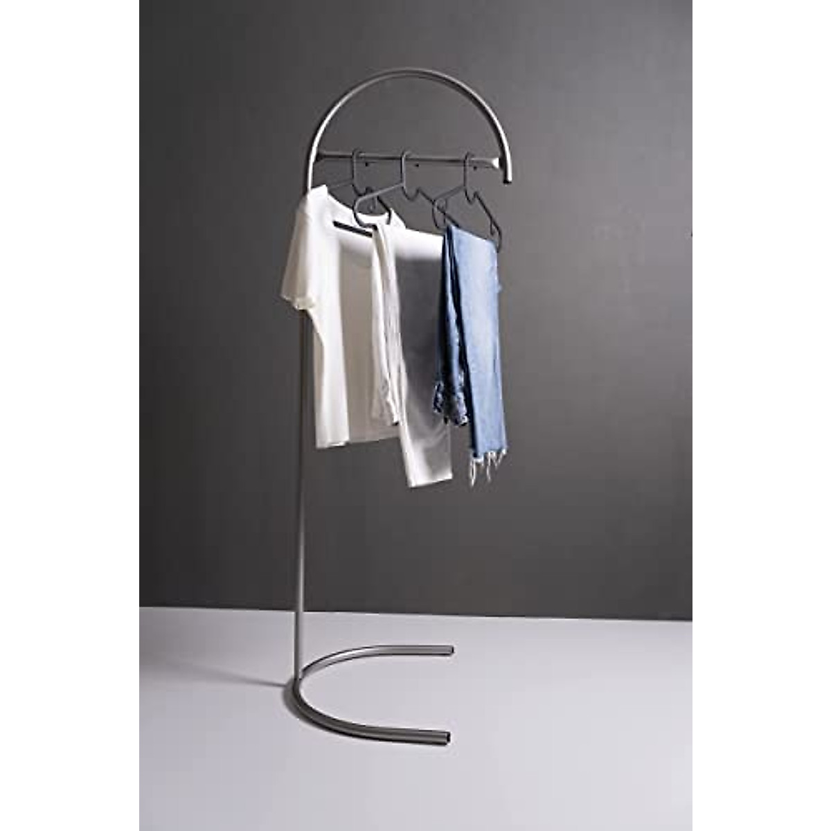 VEGAINDOOR Half Moon Metal Clothes Rack Strong Garment Rack, Industrial Clothing Rack,Heavy Duty Clothes Rack,Portable Clothing Rack Hanging Clothes Rack for Small Spaces and Rooms,Metallic Gray