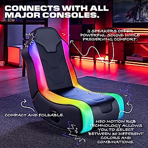 X-Rocker Cosmos RGB Floor Rocker - LED Gaming Chair for Comfortable & Immersive Gaming - Chair with Gaming System Compatibility & Easy Setup - Integrated Speakers & RGB Lighting