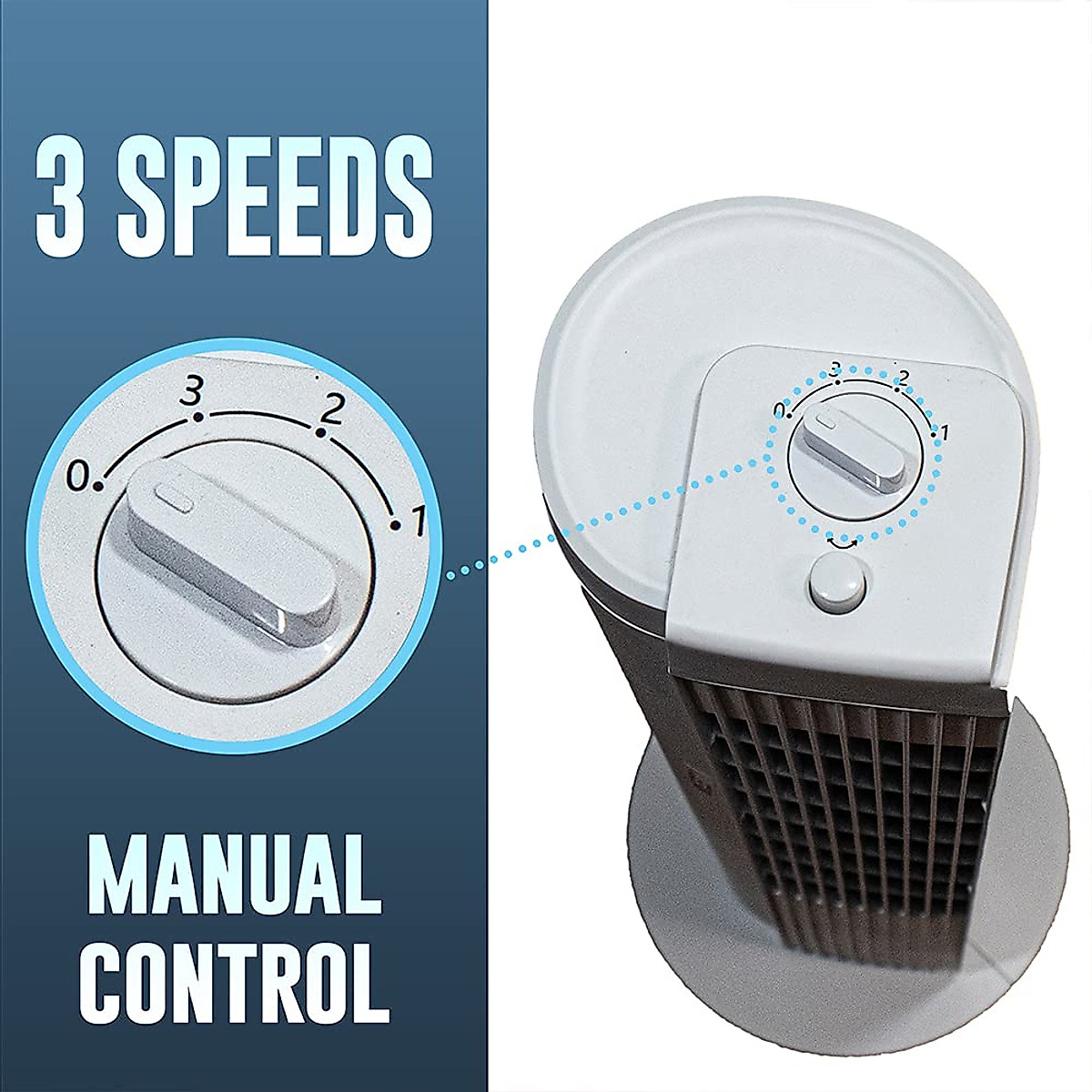 Mainstay FZ10-19MW 28 Inch 3 Speed Compact Oscillating Tower Fan with Auto Shutoff, White (Renewed) (White)