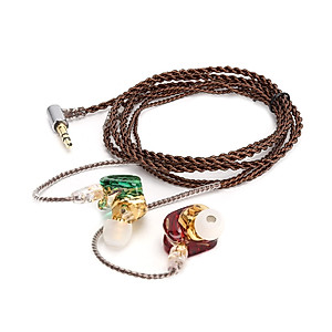 TQKLSM Wired Headset in-Ear Headset Resin Dynamic Earbuds HiFi Monitor Earbuds Wired Headset E-Sports DIY Gaming Earphone(GreenRed)