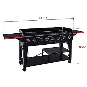 Royal Gourmet GB8003 Flat Top Grills Outdoor Cooking Propane Gas Grill and Griddle Combo, Outdoor Party or Backyard BBQ, Black