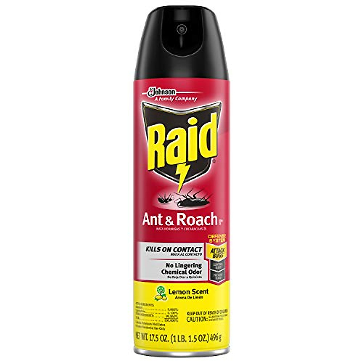 Raid Ant & Roach Killer Lemon Scent 17.5 Ounce (Pack of 6)