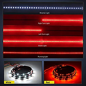 Nilight 48”/49” LED Tailgate Light Strip 90 LED Red/White for Running Light Brake / Turn Signal / Reverse Light，2 Years Warranty