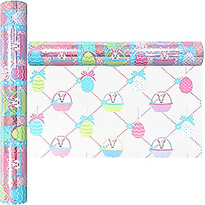 AnapoliZ Easter Cellophane Wrap Roll | 100’ Ft. Long X 16” In. Wide 2.3 Mil Thick , Crystal Clear , Design Cello Wrapping Paper for Treats , Baskets , Gifts Bunnies & Eggs