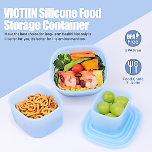 Viotiin Silicone Food Storage Containers with Airtight Lids, Set of 6, 8oz + 16oz + 24oz, Nesting Meal Prep Container for Lunch, Leftovers, Fruits, Dishwasher & Microwave & Freezer Safe, Green + Blue