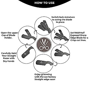 The Cut- Factory- Straight Razor with 100 Pack Platinum Treat Single Blade Razors for Men- Professional Barber Straight Edge Razor for Close Shaving 100 Percent Wood -Brown