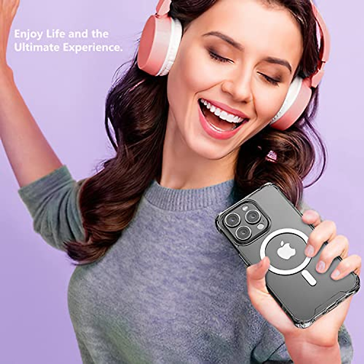 SUCGLES for iPhone 14 Pro Case, Compatible with MagSafe, Shockproof Military Grade Protection, Non-Yellowing, Strong Magnetic Slim Phone Cover for Apple 14pro, 6.1in (A-Magnet Clear Bumper)