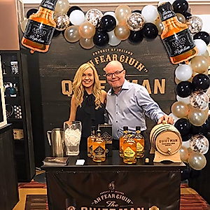 Whiskey Balloons Garland Arch Kit, Black White Champagne Gold Confetti Balloons Garland Arch, Whiskey Birthday Party Decorations for Men 30th 40th 50th Birthday Aged to Perfection Party Supplies