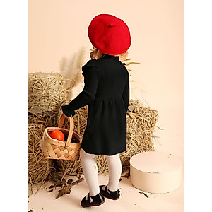 BesserBay Infant Girls Adorable Fall Ruffle Trim Ribbed Knit Cozy Warm Black Sweater Dress 6-12 Months