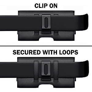 PiTau Holster for iPhone 14 Pro, 14, 13 Pro, 12 Pro, 13, 12, 11 Pro, Xs, X, Cell Phone Belt Clip Case with ID Card Holder Carrying Pouch Cover (Fits Apple Phone with Otterbox Commuter Case on)