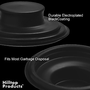 3 3/8 inch (8.57Cm) - Black Kitchen Garbage Disposal Plug Sink Stopper Stainless Steel Fits Standard Kitchen Drain with Garbage Disposal Size of 3 1/2 Inch (3.5 Inch) Diameter - Electroplated Coated