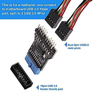 MZHOU USB 3.0 9PIN to USB2.0 9PIN Front Panel Socket Adapter Card,USB 3.0 Motherboard 19PIN to Dual 9-PIN Interface Expansion Card