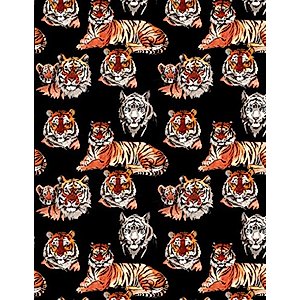 Multipurpose Notebook Composition Journal Diary - Tigers Tigers Tigers: Colorful and White Watercolor Tigers on Black Background