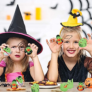 ArtCreativity Halloween Glow-in-The-Dark Mini Rubber Duckies, Set of 24, Variety of Halloween Characters, Trick or Treat Supplies, Goodie Bag Fillers, Party Favors, Halloween Themed Bathtub Toys