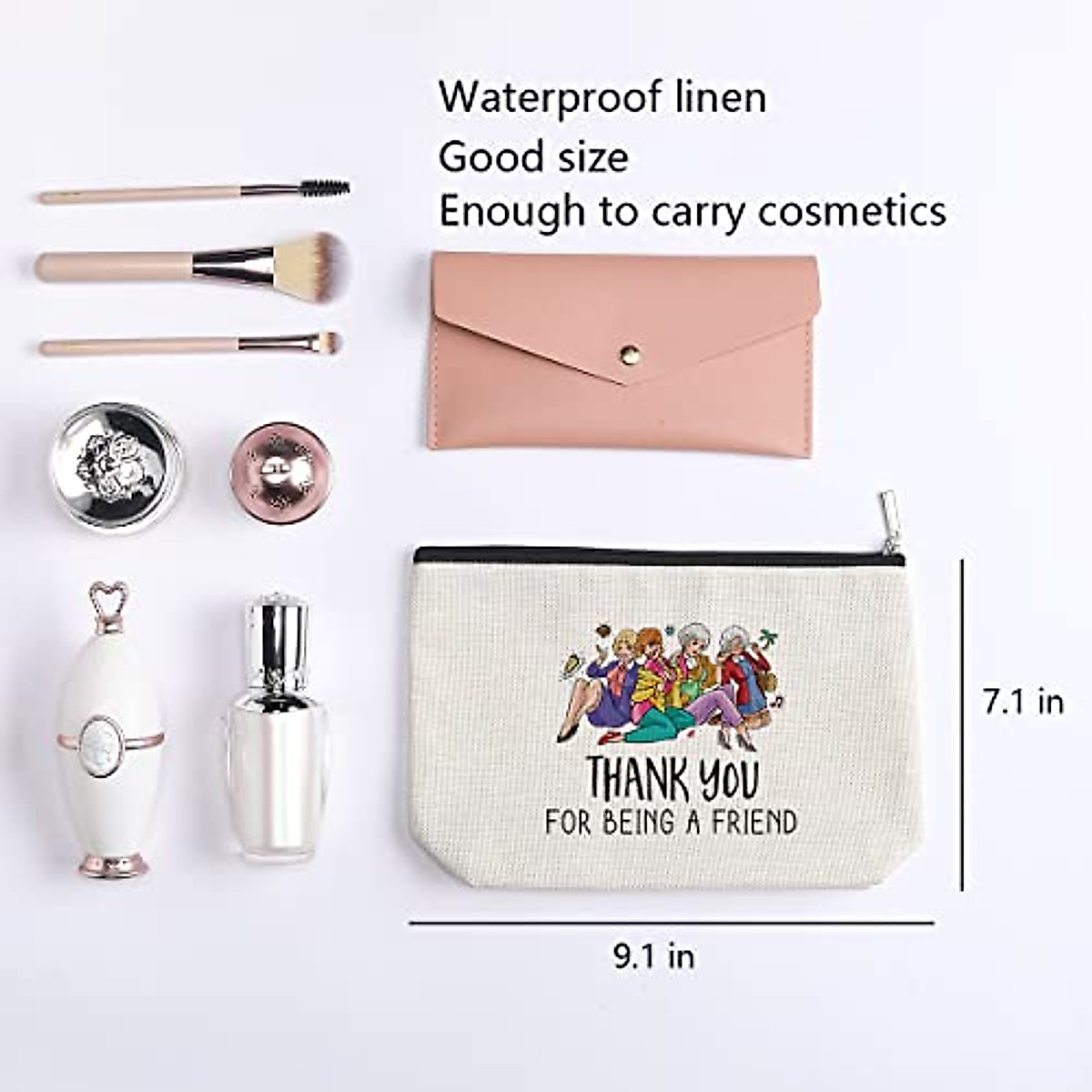 kdxpbpz Golden Inspired Makeup Bag Golden TV Show Fans Gifts for Women Travel Toiletry Makeup Organizer Zipper Pouch Birthday Gift for Friend BFF Girls Thank You for Being A Friend