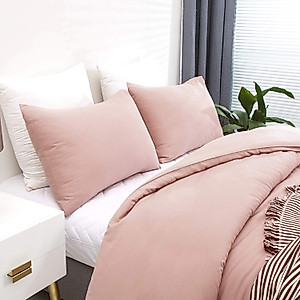 CLOTHKNOW Pink Queen Comforter Set 3Pcs Dusty Rose Bedding Comforter Sets Girls Women Comforter Blush Queen Comforter Muave Queen Size Comforter Sets