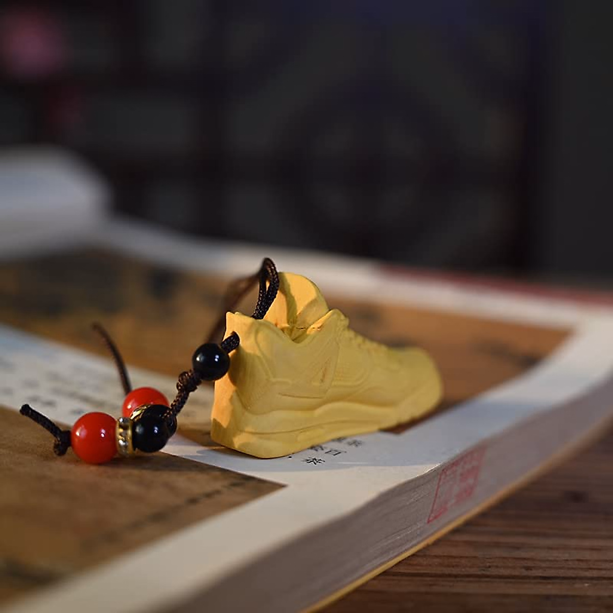 JAROSAI sneaker keychain wooden basketball shoes miniature keychain accessory