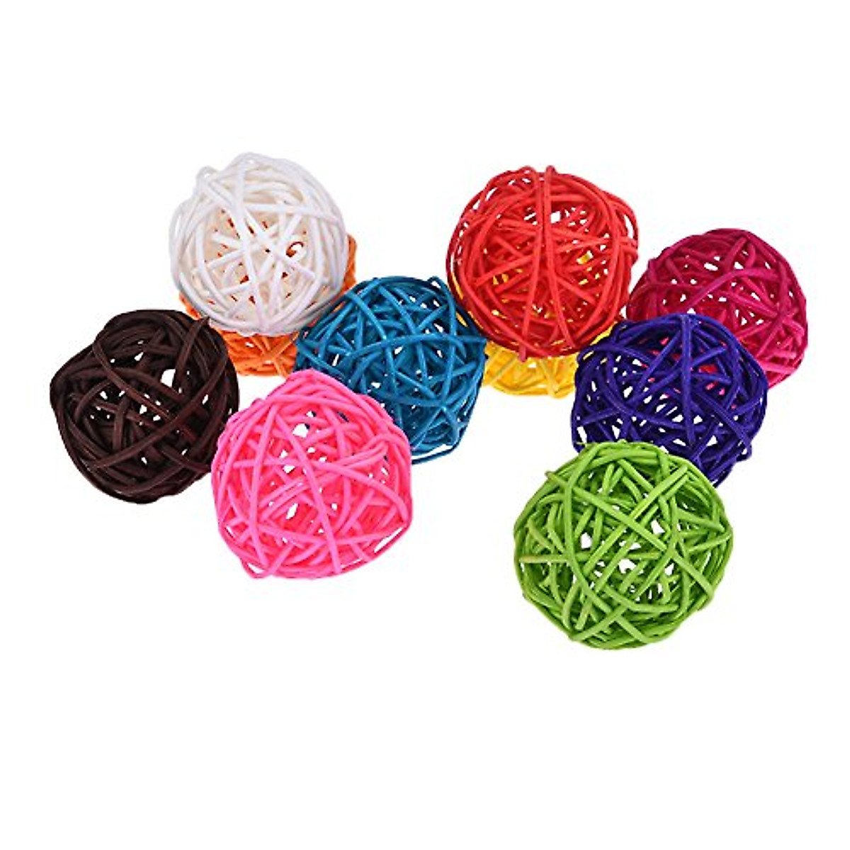 Keersi 10pcs Rattan Balls Bird Toy Part DIY Accessories Making Toy for Parrot Budgie Parakeet Cockatiel Conure Lovebird Finch Macaw African Grey Cockatoo Amazon Cage Part Random Color (5cm/ 1.96'')