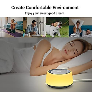 White Noise Machine with 30 Soothing Sounds and 7 Colors Warm Night Light for Sleeping, 5 Timers Portable Plug in Sound Machine for Baby, Adults