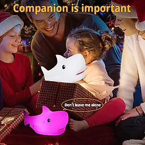 LOVERUIS Cute Night Light for Kids Cute Shark Lamp, Animal Lamp 7 Color Lamp Nightlights Birthday Christmas Gift for Children with USB Rechargeable,Kids Silicone Lamp Kawaii Room Decor
