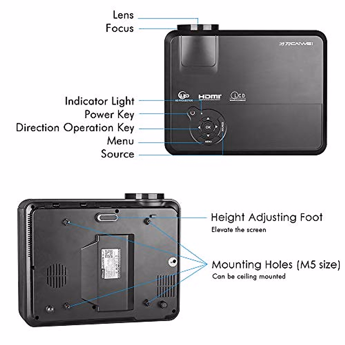 Native 1080p Projector Android OS for Netflix YouTube, Movie Projector with WiFi and Bluetooth, Wireless Display for Phone,Gaming Projector Home Theater Christmas, Compatible w/ TV Stick PC Xbox HDMI