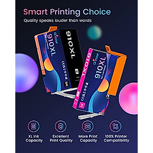 910XL Ink Cartridges Replacement for HP 910 XL Ink Compatible with OfficeJet Pro 8020 8025 8028 8035 8015 Printer (1 Black,1 Cyan,1 Magenta,1 Yellow) 4 Combo Pack