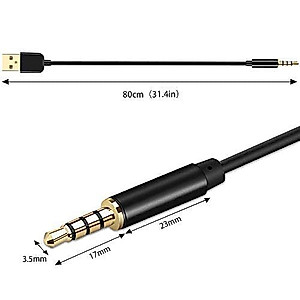 AGPTEK 3.5mm Jack Charge Cable, Male to USB 2.0 Data Sync & Charger Cable for MP3 / MP4 Players, Recorders, and Other Portable Devices, Gold-Plated, 0.8m / 2.6 feet, Black