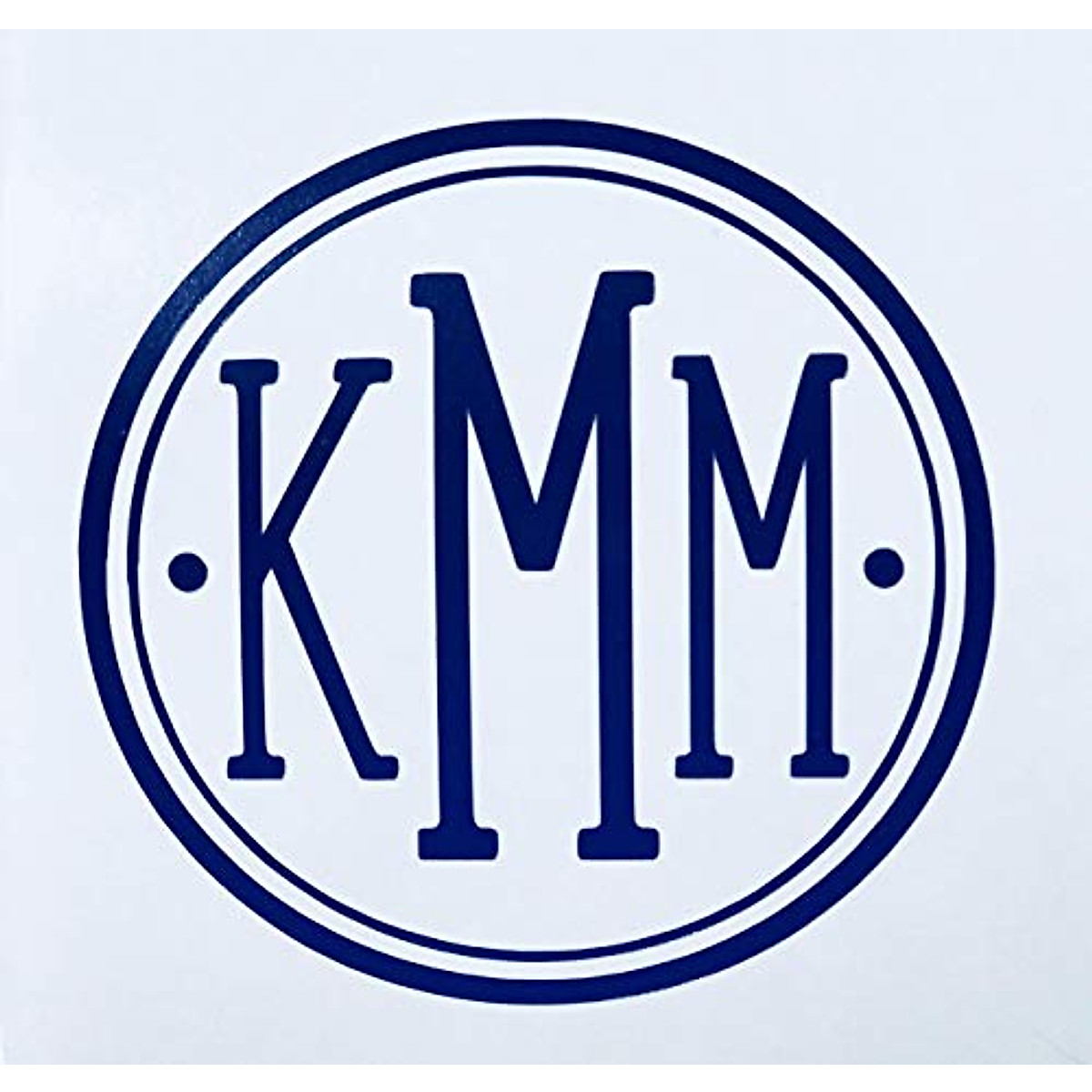 Custom Monogram Vinyl Decal - Initial Bumper Sticker, for Tumblers, Laptops, Car Windows -Circle with Simple Letters & Dot Design