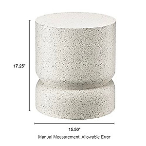 Giltzhome Antique Decorative Garden Stool 17.25”H Heavy Duty Faux Terrazzo Accent Table Side Table Plant Stand for Garden Patio Lawn Home Indoor Outdoor, White