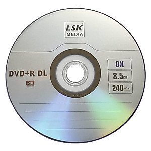 DVD+R DL Double Layer Logo 8X 8.5GB 240min Video – LSK Media Logo Top, 100 Discs, 2-Pack, 50 Pack in Spindle | Blank DVDs for Burning Video | DVD Discs Blank | Recordable DVDs