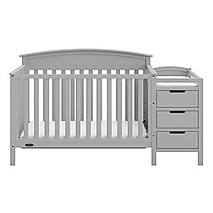 Graco Benton 5-in-1 Convertible Crib and Changer (Pebble Gray) – Crib and Changing Table Combo, Includes Water-Resistant Changing Pad, 3 Drawers, Converts to Toddler Bed, Daybed and Full-Size Bed
