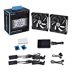 Lian-Li UNI FAN SL140 Revolutionized Daisy-Chain 140mm ARGB Fan, Black, 2-Pack