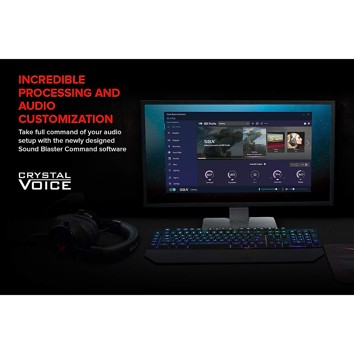 Creative Sound BlasterX AE-5 Plus SABRE32-class Hi-res 32-bit/384 kHz PCIe Gaming Sound Card and DAC with Dolby Digital and DTS, Xamp Discrete Headphone Bi-amp, Up to 122dB SNR, RGB Lighting System