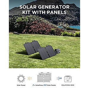 BigBlue Solar Generator 1075.2Wh with 2PCS 150W Solar Panels, 4x1000W (2000W Surge) AC Outlets, PD 100W USB-C, 10ms UPS, Portable Power Station with Panels for Home Backup, Emergency, RV Camping